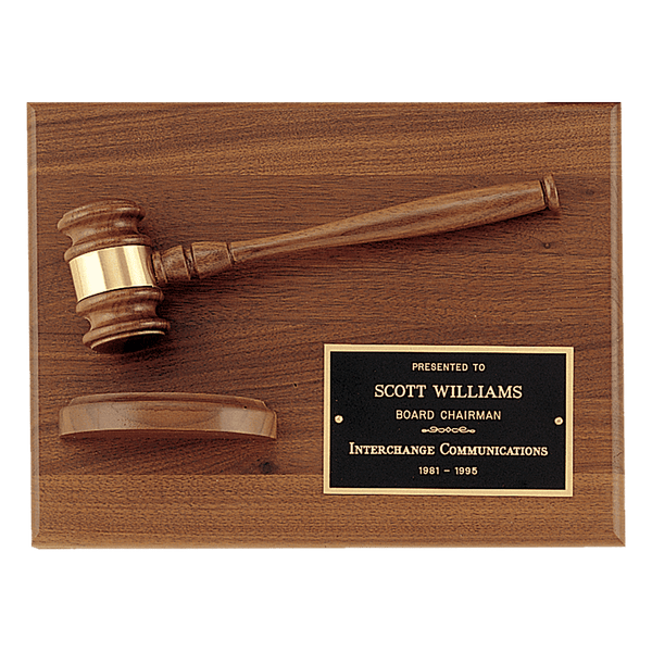 Walnut Gavel Plaque (PG2786) – Grayhawk Awards